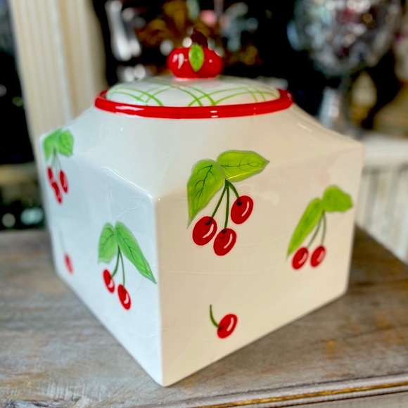 Boston Warehouse | Kitchen | Vintage Cherries Ceramic Canister Cookie ...